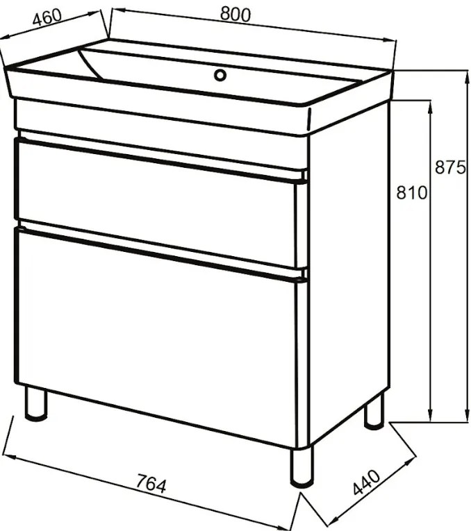 Lavedo Vivace White 80 koupelnová skříňka s umyvadlem, lesk