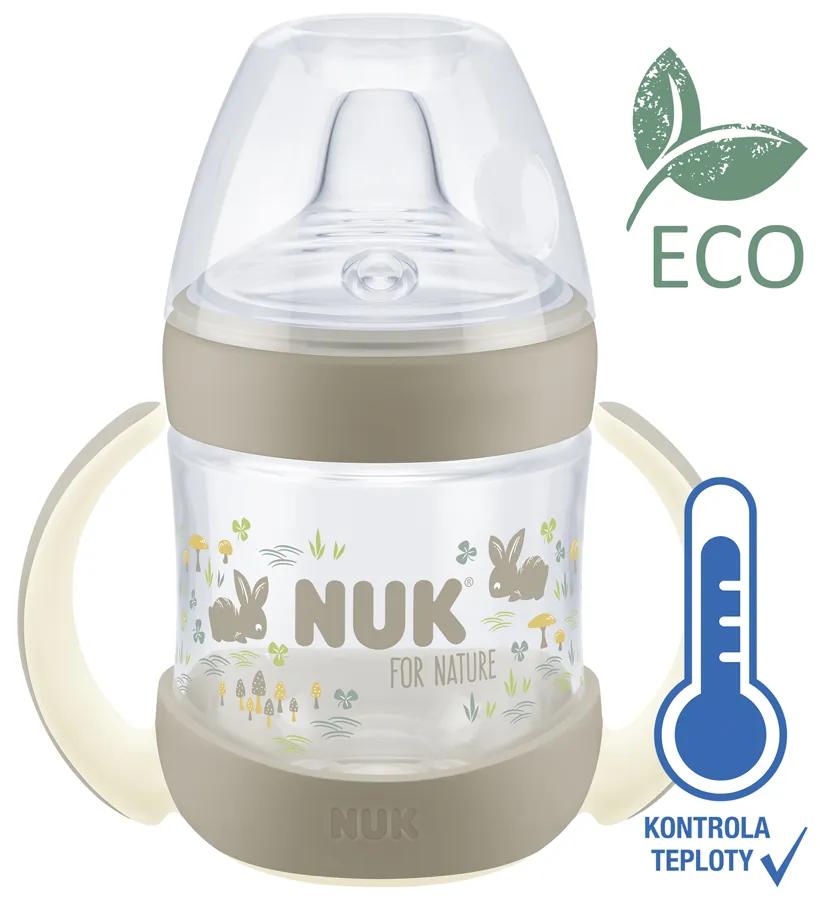 NUK Láhev kojenecká For Nature na učení s kontrolou teploty, hnědá 150 ml