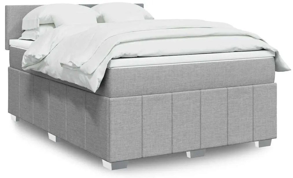 Box spring postel s matrací světle šedá 140 x 200 cm textil 3289384