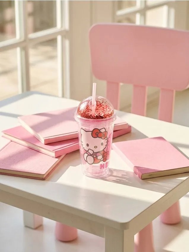 Sinsay - Hrnek s víčkem a brčkem Hello Kitty - vícebarevná