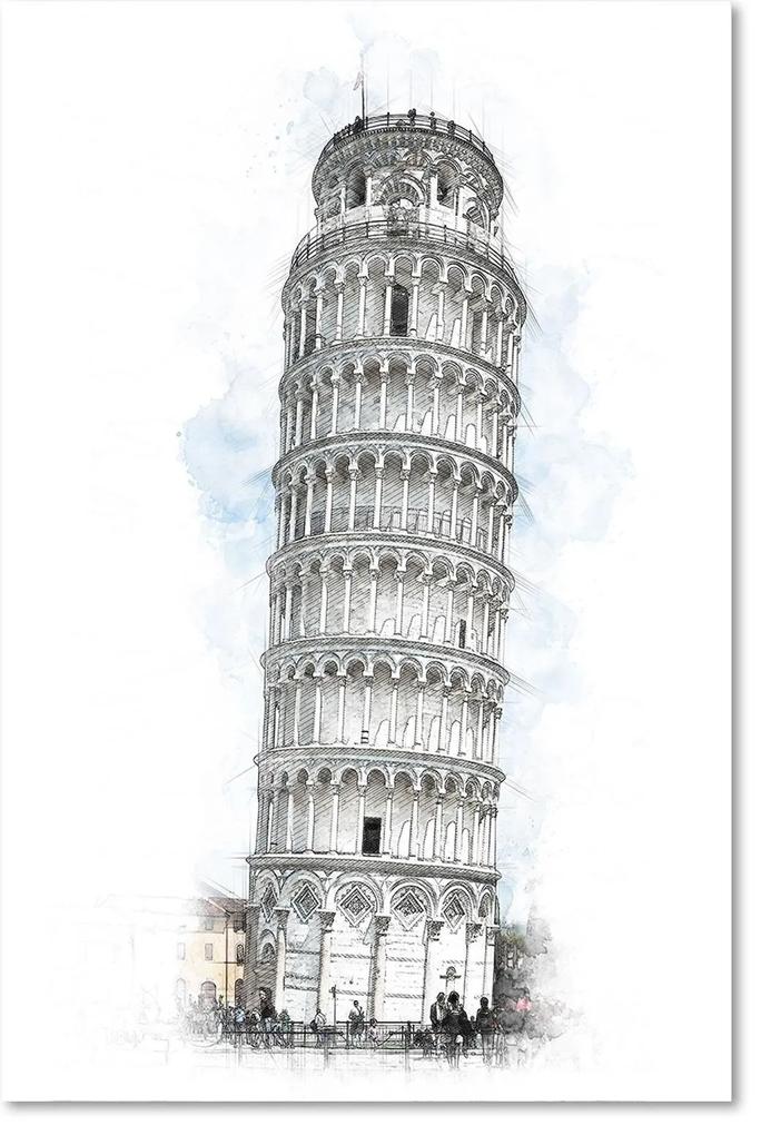 Gario Obraz na plátně Náčrtek šikmé věže v Pise - Cornel Vlad Rozměry: 40 x 60 cm
