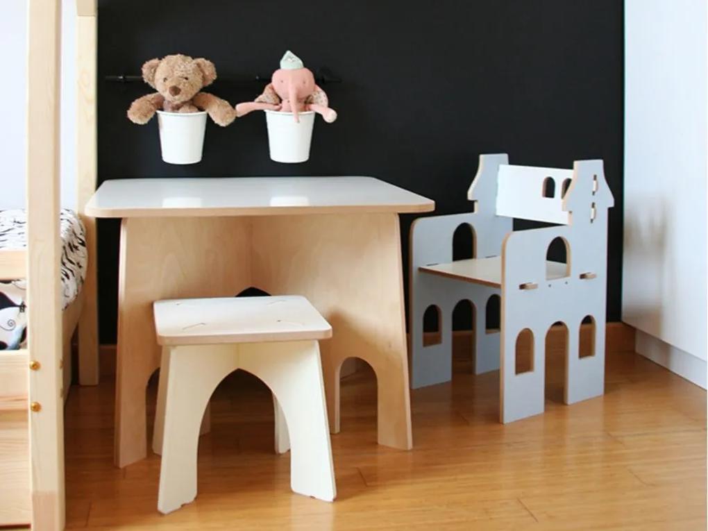 Myminihome Dětský stůl RONDO + dětská židle se skluzavkou Zvolte barvu: Šedá, Zvolte variantu: Se dvěma židlemi