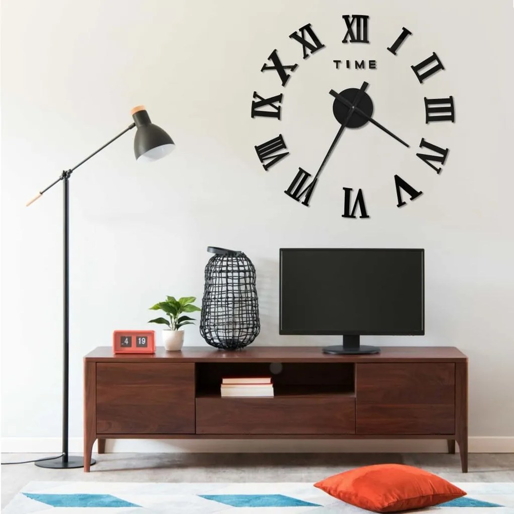 3D Nástěnné hodiny moderní design černé 100 cm XXL 325159
