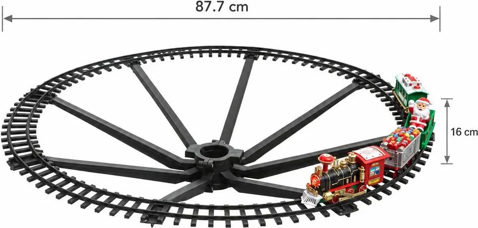 Vánoční vláček s kolejemi, na baterie, Ø 87,7 cm, 23 prvků