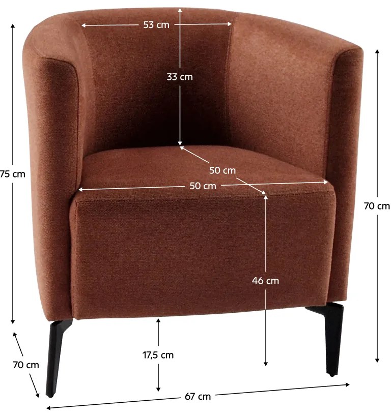 Kondela Designové křeslo, terakota/černá, KAPY