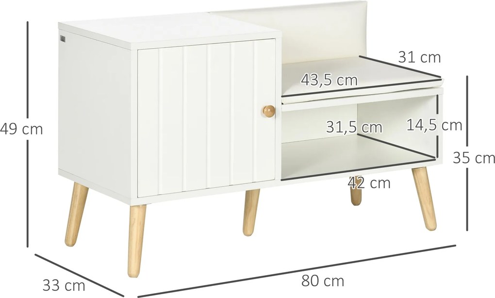 HOMCOM Botník S Lavicí A Poličkou Pro 4 Páře Bot S Polstrovaným Sedákem, 80x33x49 cm, Bílá