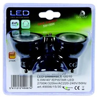 SADA 3x LED Stmívatelná žárovka MR16 GU10/5W/230V 3000K - Lucide 49006/15/30