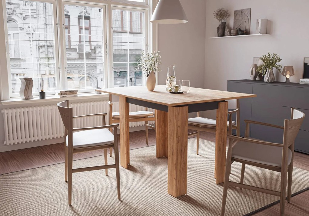 VerDesign LILY rozkládací jídelní stůl, kraft zlatý-antracit