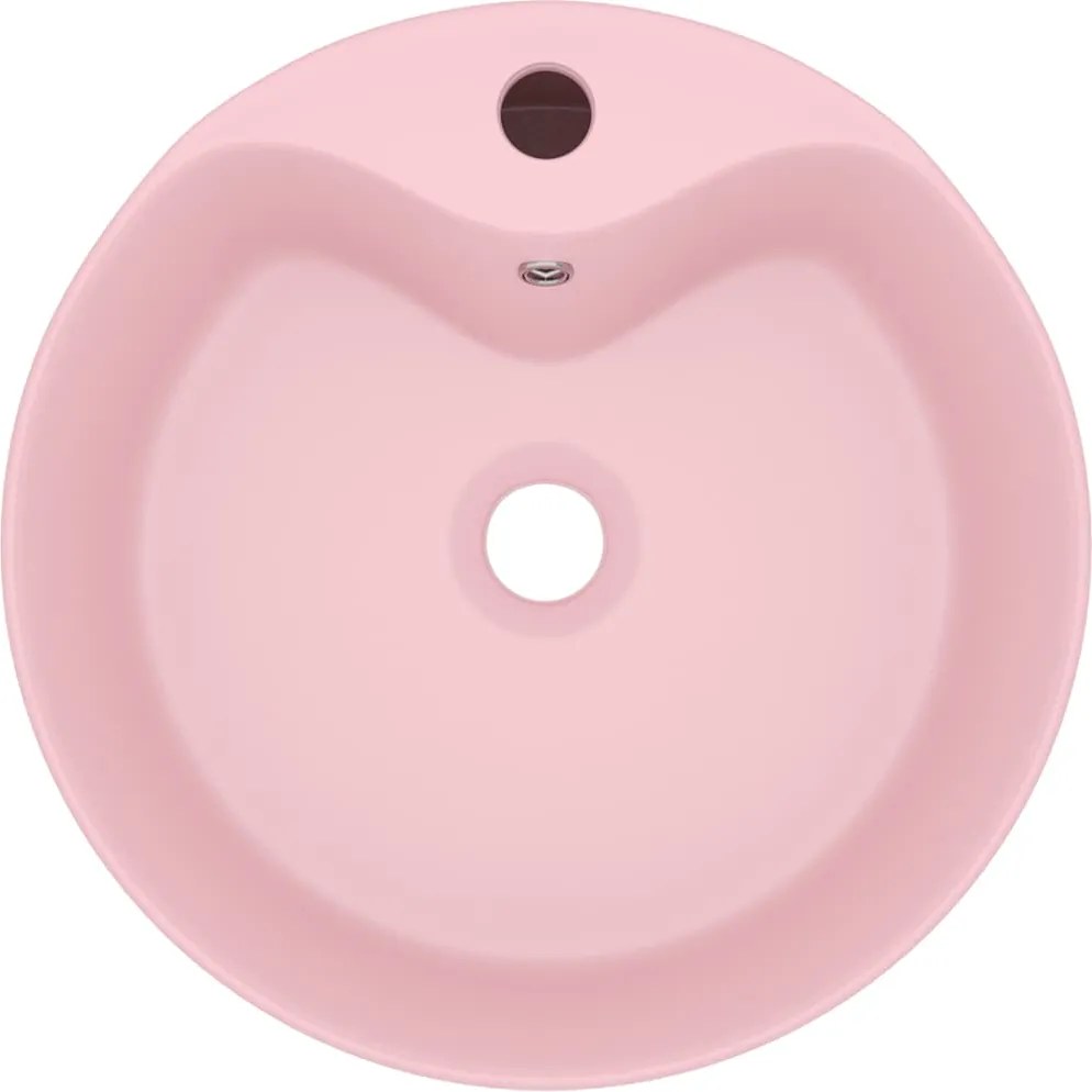 Luxusní umyvadlo s přepadem matné růžové 36 x 13 cm keramické 147032