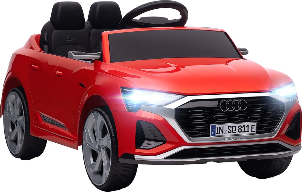 AIYAPLAY Elektrické auto pro děti od 3 let Audi Q8 etron Sportback 12V s baterií a dálkovým ovládáním, jarní odpružení, světla, klakson a hudba červe…