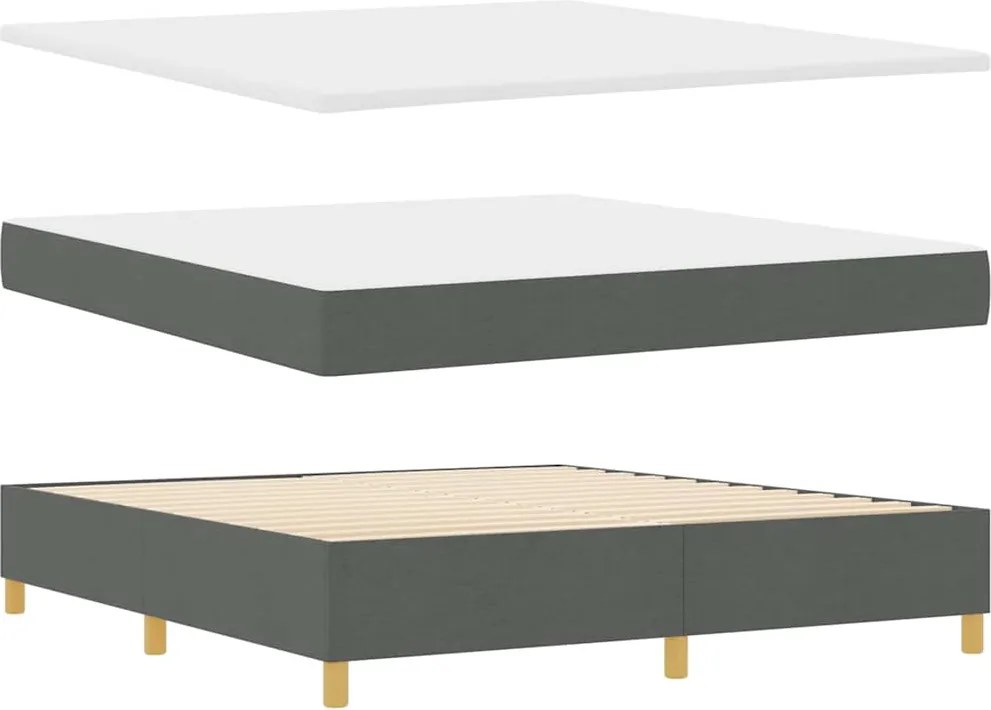 Postel s boxspringem s čelo Tmavě šedá 200 x 180 cm textil 3340831