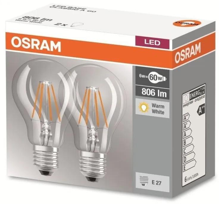 Osram SADA 2x LED Žárovka VINTAGE A60 E27/6,5W/230V 2700K - Osram P224586