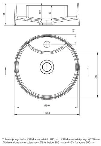 Deante CQS_5U4B - Umyvadlo na desku s otvorem SILIA pr. 36 cm granit/béžová