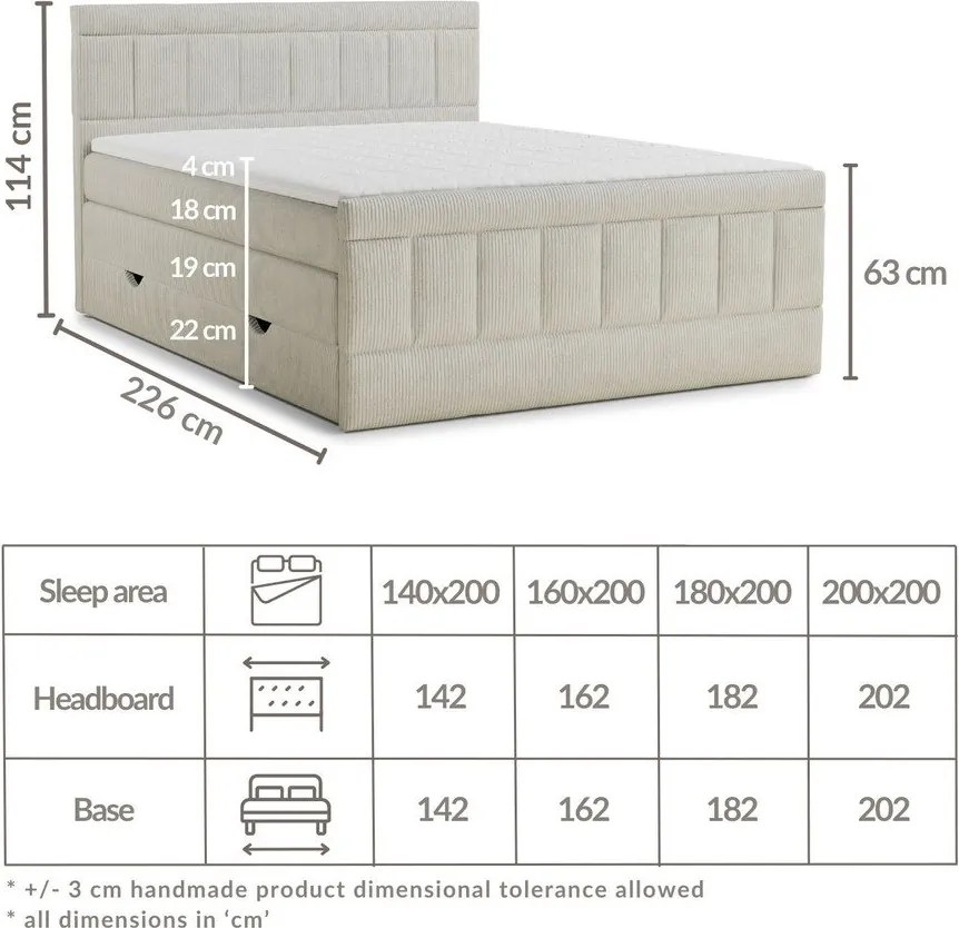 Fialová boxspring postel s úložným prostorem 180x200 cm Caya – Maison de Rêve