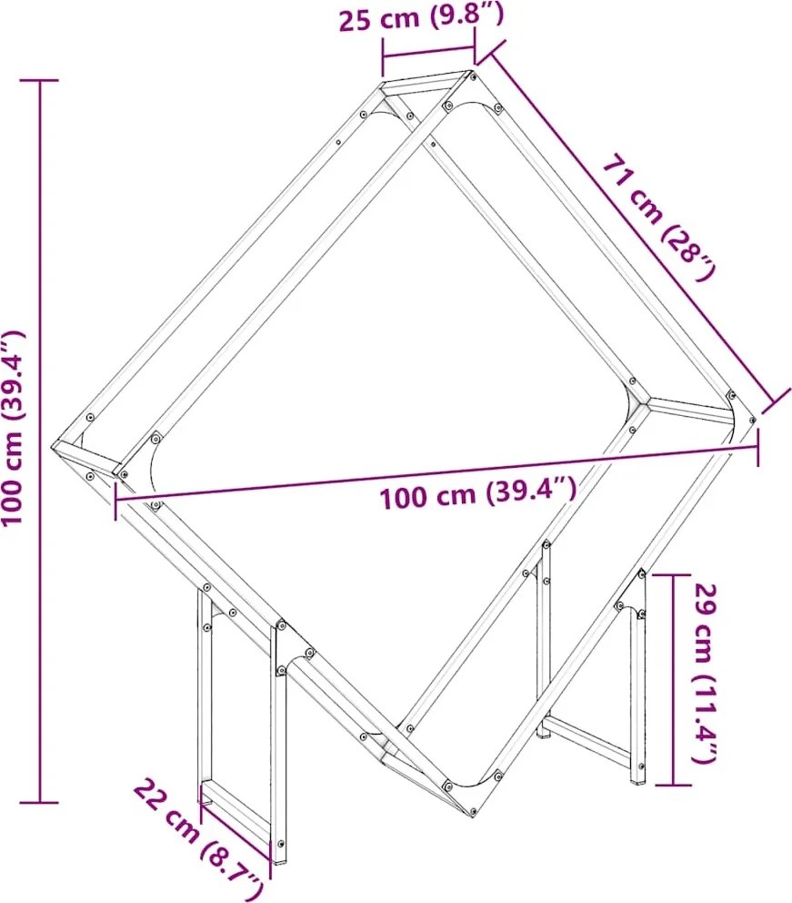 vidaXL Stojan na palivové dřevo Ocel válcovaná za studena [864289] Barva: Černá