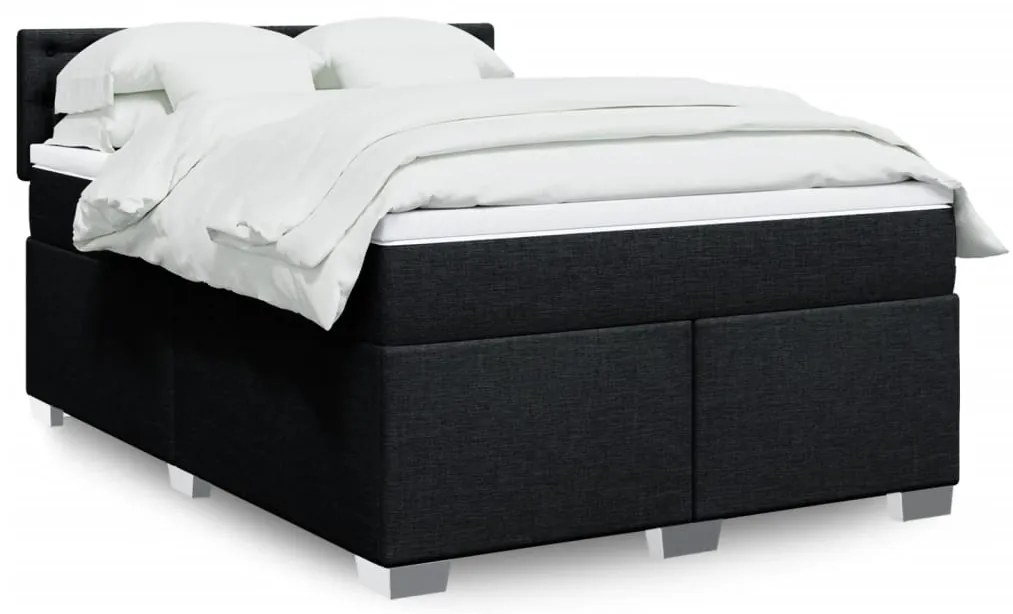 Box spring postel s matrací černá 140x200 cm textil 3285927