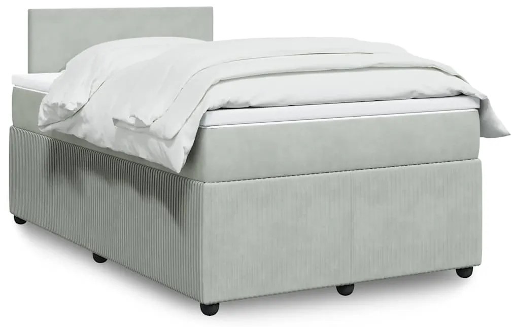 Box spring postel s matrací světle šedá 120x190 cm samet 3287680