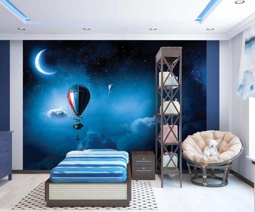 Malvis ® Tapeta Noční obloha s balónem Vel. (šířka x výška): 432 x 290 cm
