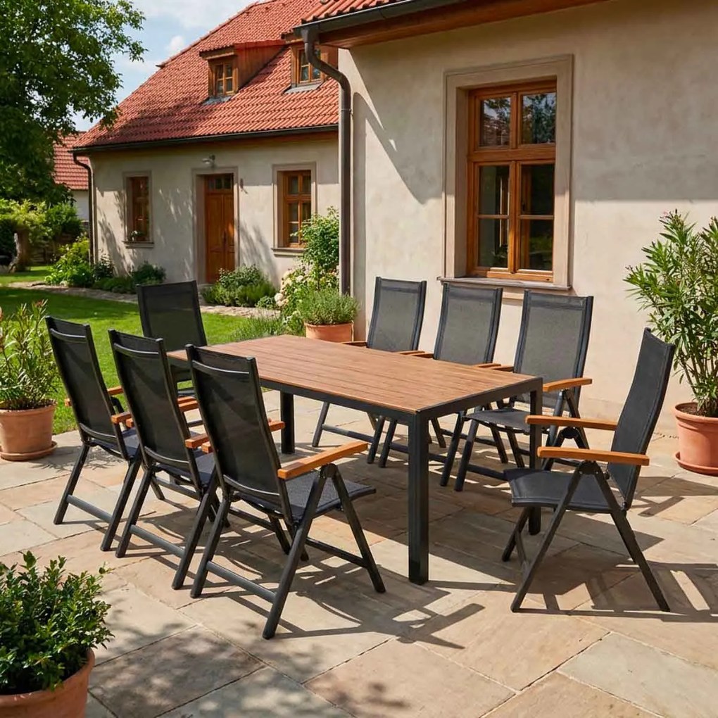 Vikio Zahradní jídelní set 190x90 pro 8 osob přírodní VZS211P8