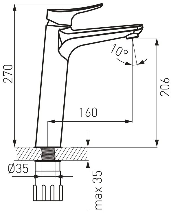 F-Design Brezza, vysoká umyvadlová baterie, chrom lesklý, FD1-BRZ-2L-11