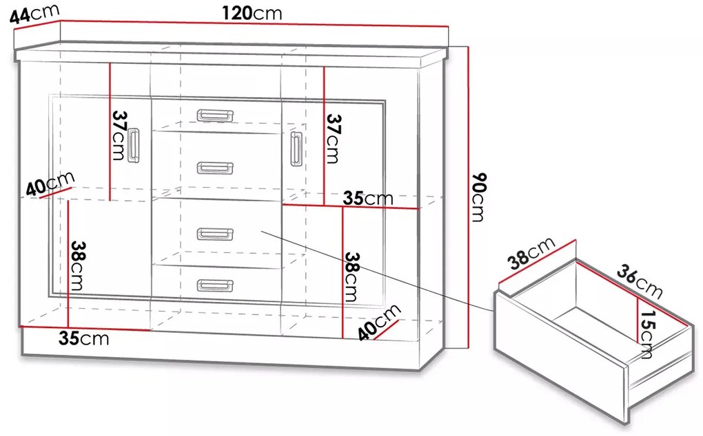 Kombinovaná komoda GIADA - dub lefkas