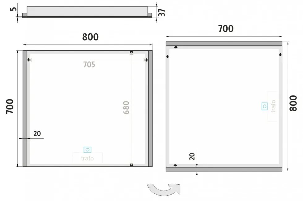 Nimco LED zrcadlo 800x700 s dotykovým senzorem ZP 11003V