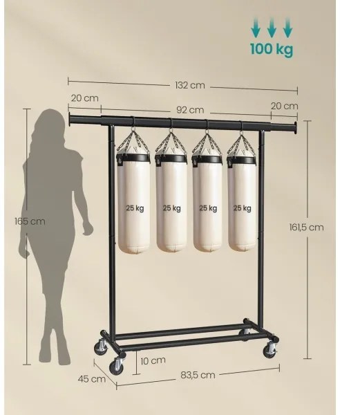 Mobilní stojanový věšák LINEA černá