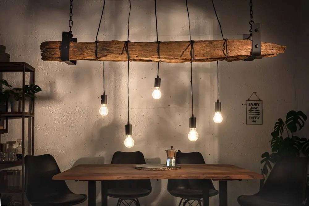 Designové závěsné světlo Shark 152 cm recyklované dřevo - skladem