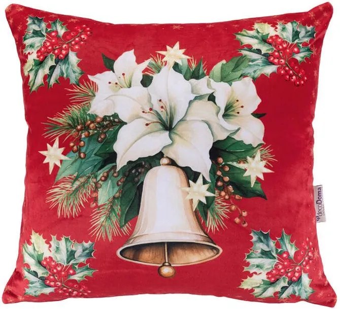 Sada 3 ks povlaků na polštářky RED POINSETTIA 45 x 45 cm