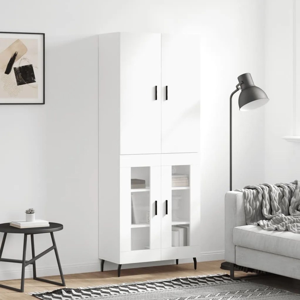 vidaXL Skříň highboard 69,5 x 34 x 180 cm kompozitní dřevo [3195749] Barva: bílá s vysokým leskem