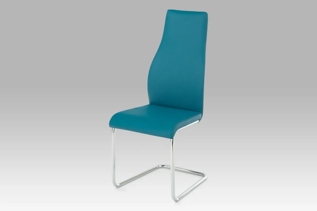 Jídelní židle, koženka petrolejová / chrom AC-1955 PET