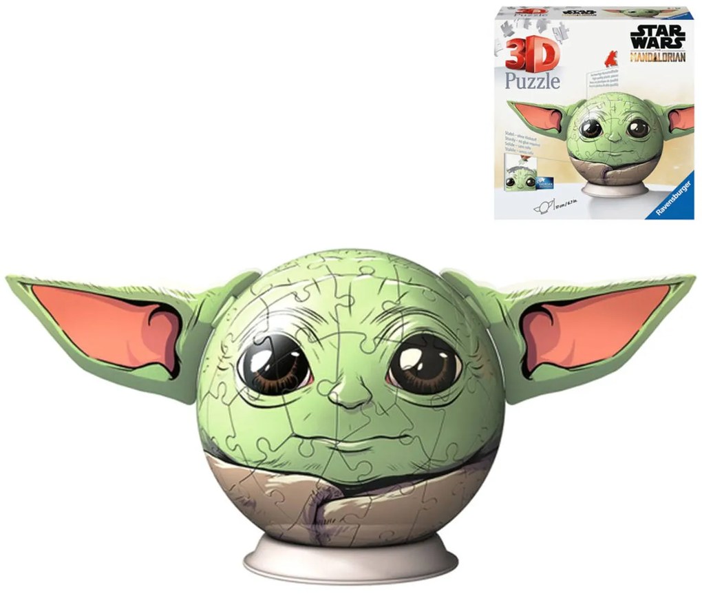 RAVENSBURGER Puzzleball 3D Star Wars Baby Yoda Pokeball skládačka 72 dílků 2411556