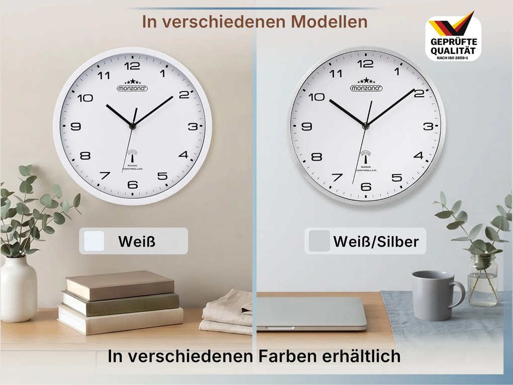 Nástěnné hodiny řízené rádiem bílý Ø31cm