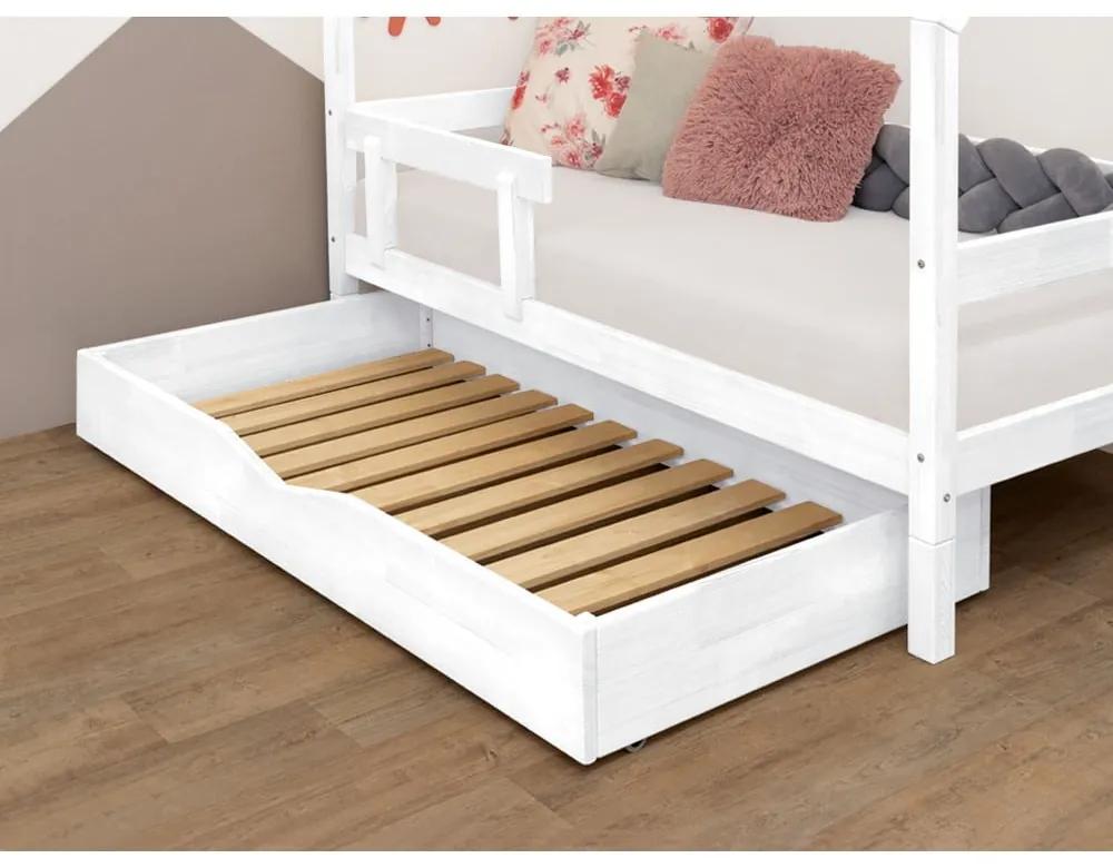 Bílá dřevěná zásuvka pod postel s roštem Benlemi Buddy, 90 x 160 cm | BIANO
