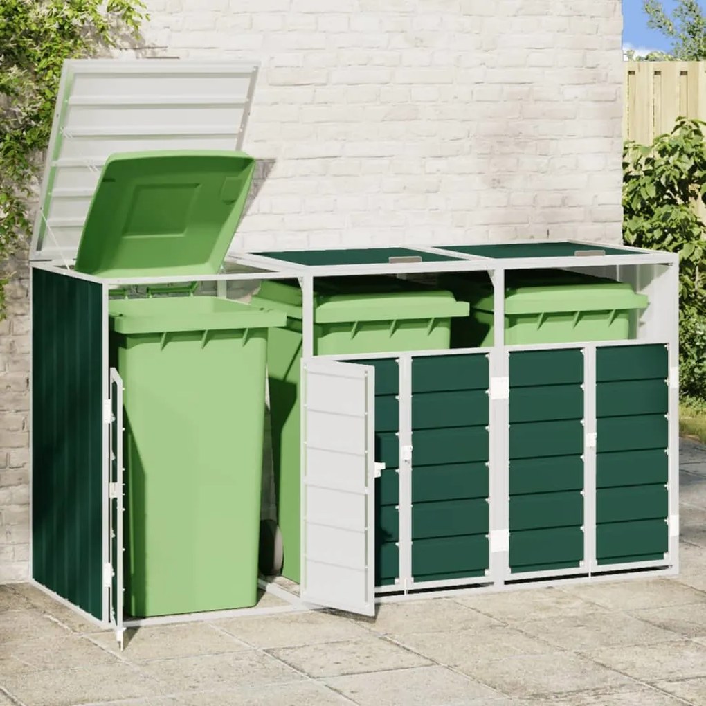 vidaXL Box na 3 popelnice 216 x 81 x 115 cm ocel [4006182] Barva: Šedá