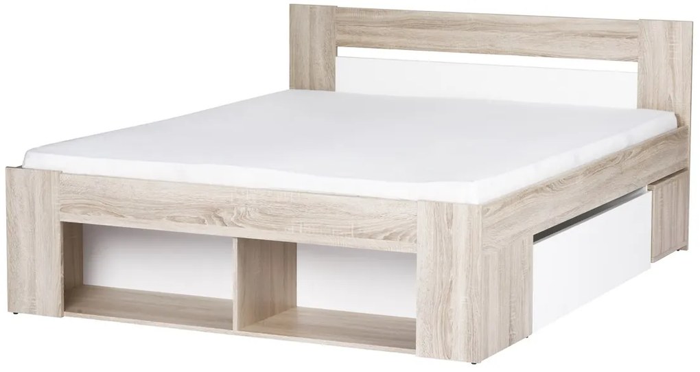 Casarredo Manželská postel 140 cm s nočními stolky dub sonoma, bílá KN133