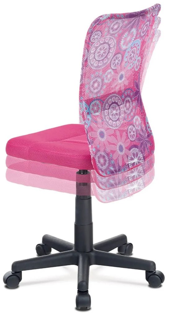 Kancelářská židle KA-2325 PINK, růžová mesh, plastový kříž, síťovina motiv