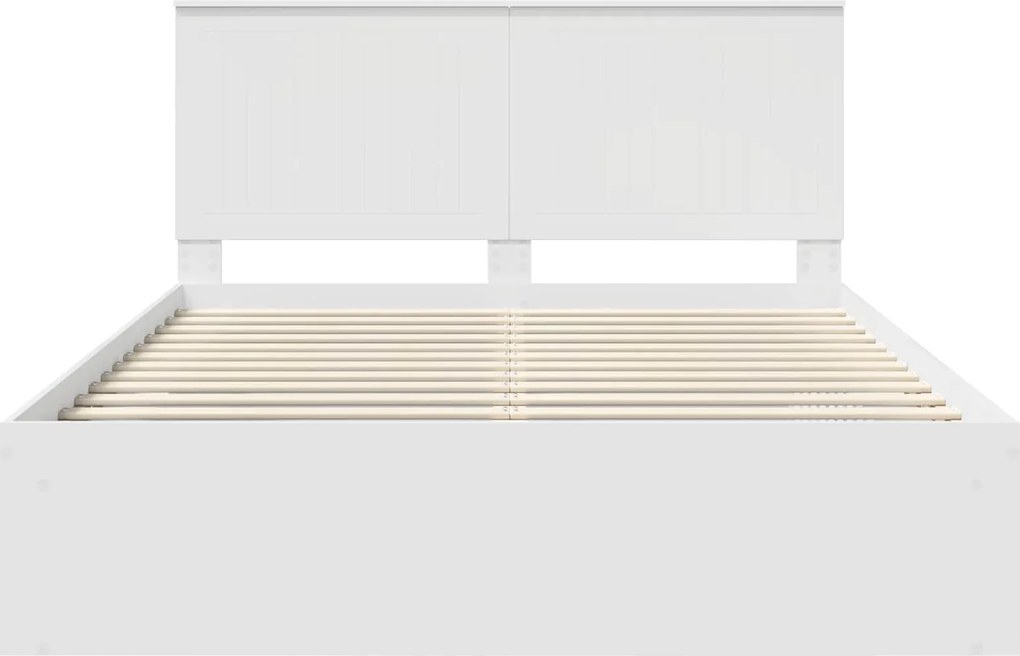 Rám postele s čelo Bílá 150 x 200 cm Masivní borové dřevo 3410992
