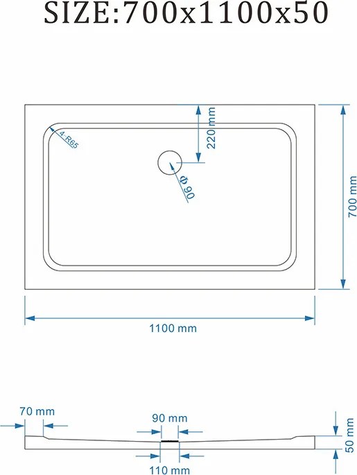 BPS-koupelny Posuvné sprchové dveře HYD-PD03C 110 chrom/transparent pro instalaci do niky + vanička HYD-OSV-ST05D 110x70 bílá