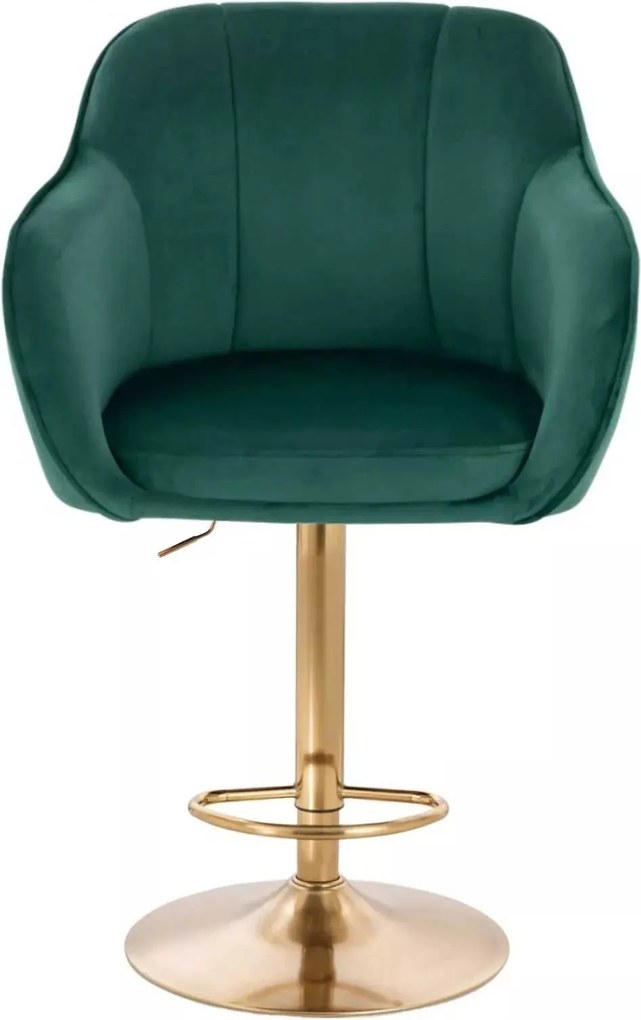 LuxuryForm DESIGN Barová židle AVOLA VELUR na zlaté kulaté podstavě - zelená