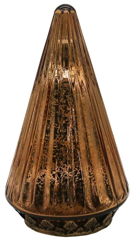 Měděný skleněný dekorační svítící stromek LED Tree - Ø 11*19 cm