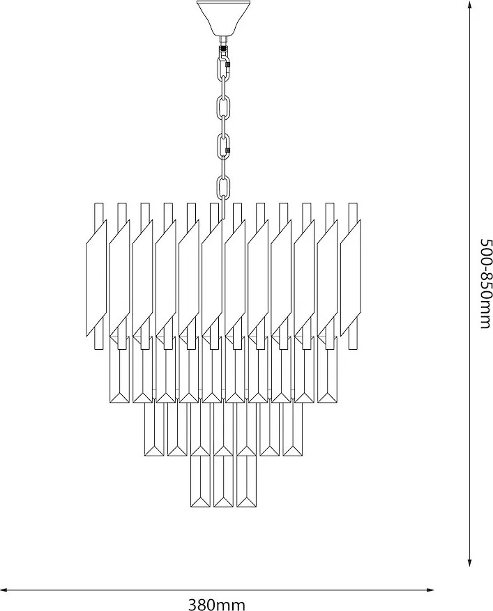 Lustr Cristal, 1x křišťálové/chromové/černé kovové stínítko, (fi 38cm), ch
