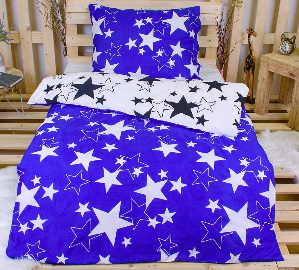 TOP Microtop povlečení 140x200 70x90 Stars - modrobílé