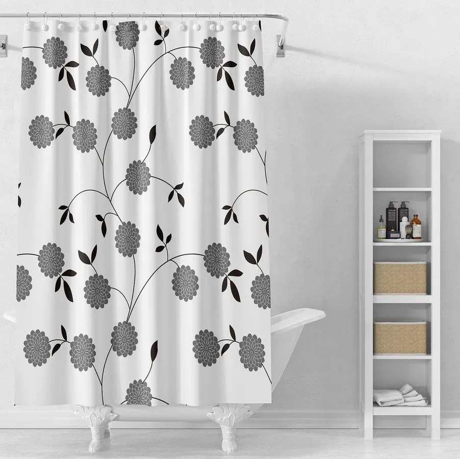 Aqualine Aqualine, Sprchový závěs 180x180cm, vinyl, bílá/modrá/černá, ZV037