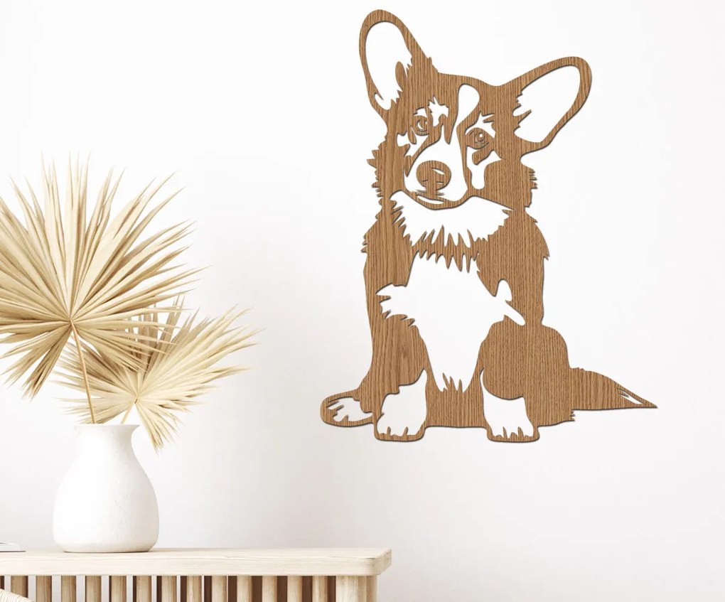 dřevo života Dřevěná dekorace psa Corgi Zvolte rozměr (cm): 30x40, Zvolte barvu dekoru: Černá