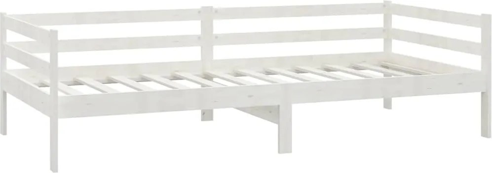 Denní postel s matrací 90 x 200 cm bílá masivní borové dřevo 3083555