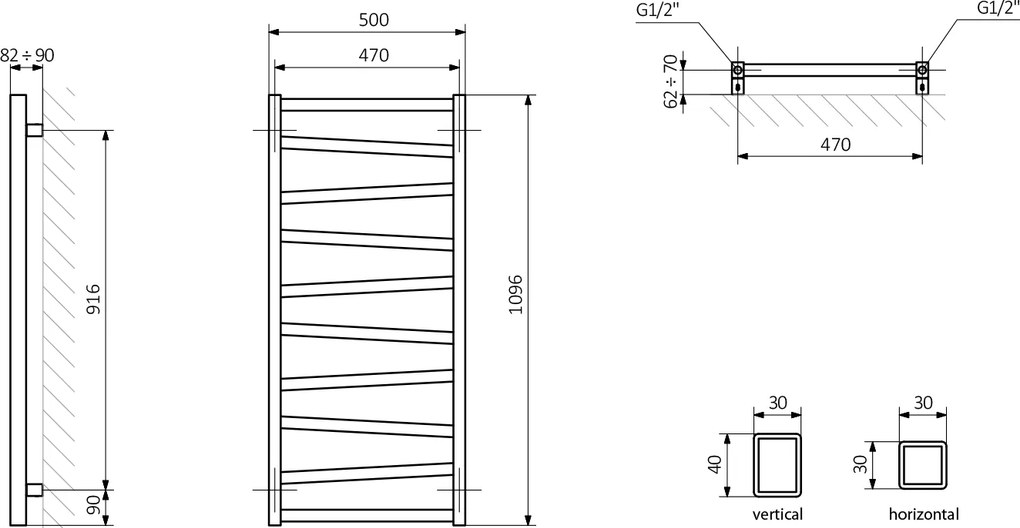 Sapho Sapho, ZIG topné těleso 500x1096 mm, 406 W, antracit, ZG511A