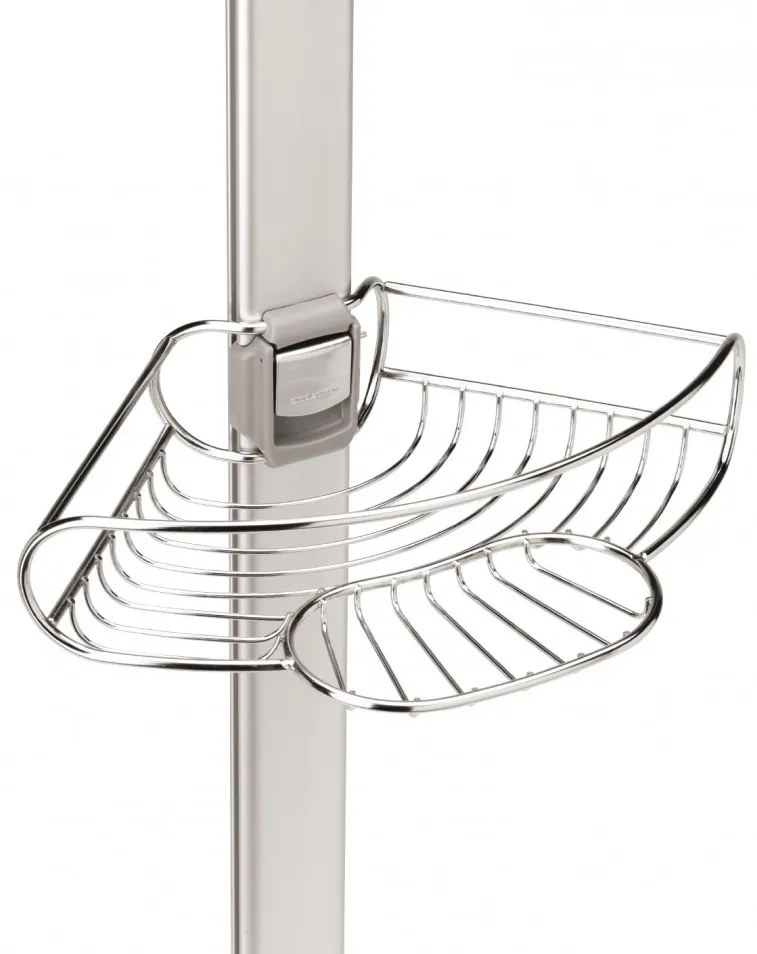 Simplehuman Rohová tyč s nastavitelnými poličkami do sprchy Simplehuman, nerez / hliník, 182 -274cm