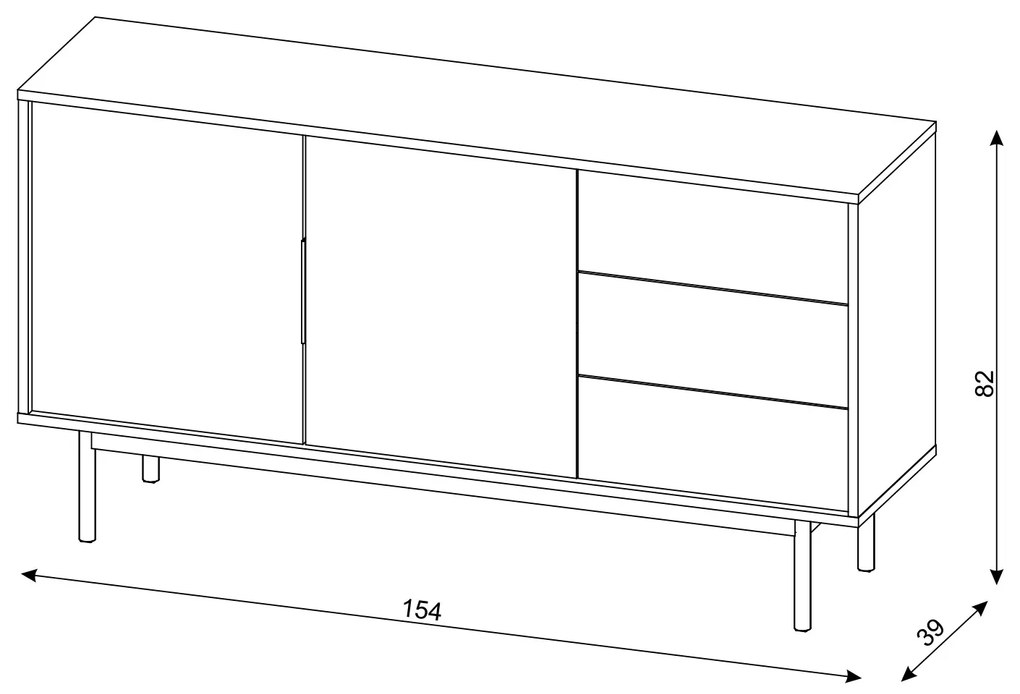 Komoda Viva 154 cm černá