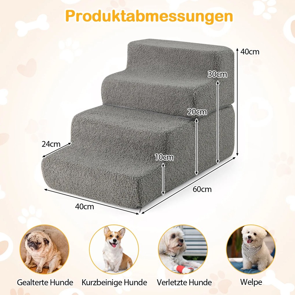 Costway 4-Step Foam Schodiště pro psy Skládací schody pro psy s protiskluzovým